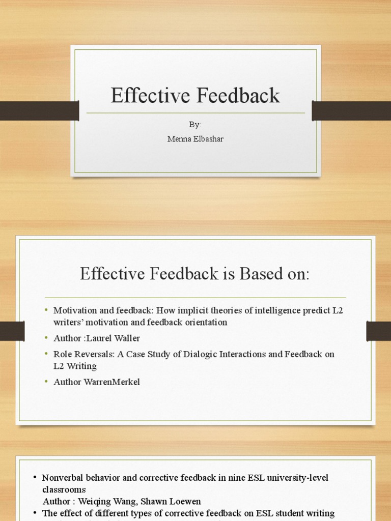 Effective Feedback: By: Menna Elbashar | Download Free PDF ...