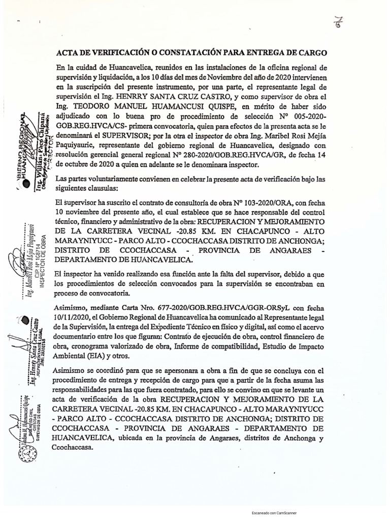 Acta de Corte de Obra | PDF