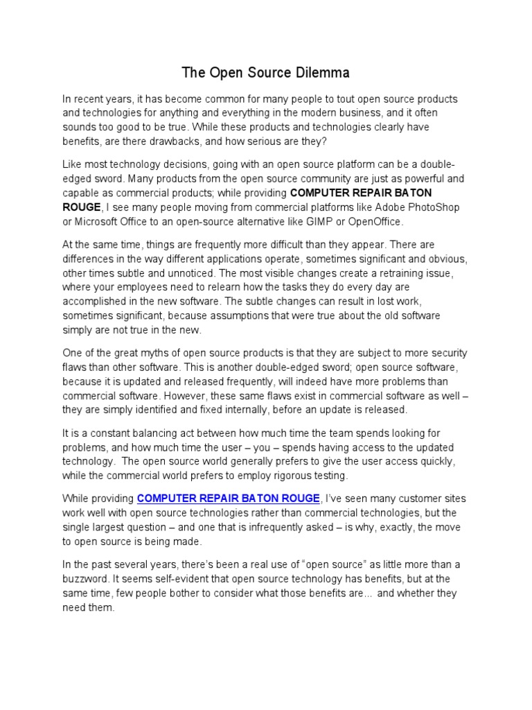 Open Source Dilemma Pdf Software Intellectual Works 