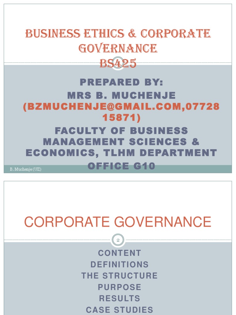 Corporate Governance Notes | PDF | Governance | Corporate Governance