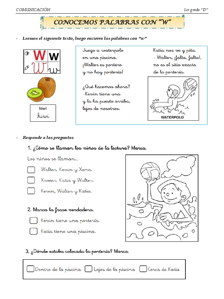 Letra W - Lectoescritura | PDF | Artes del Lenguaje y Comunicación