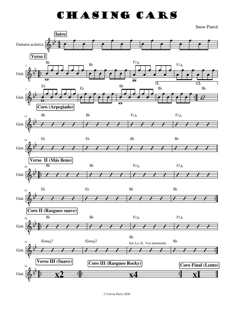 Chasing Cars-Lead Sheet | PDF