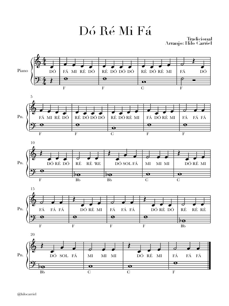Dó Ré Mi Fá | Descargar gratis PDF | Notación | Notación musical