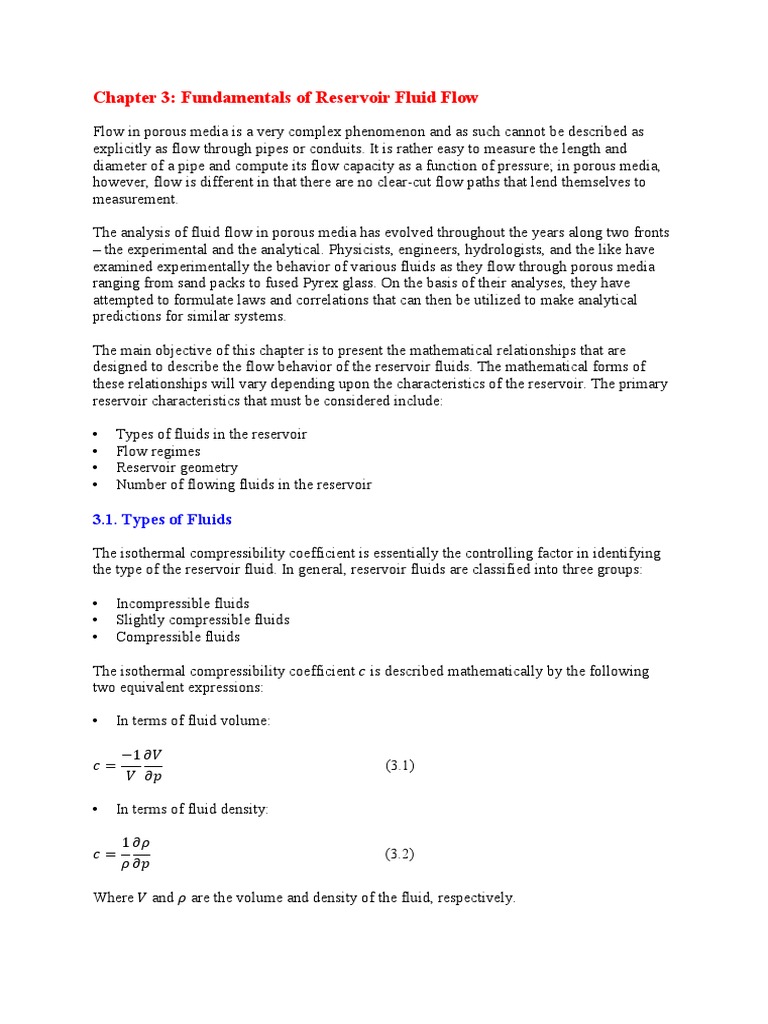 Chapter 3: Fundamentals of Reservoir Fluid Flow | PDF | Fluid Dynamics | Pressure