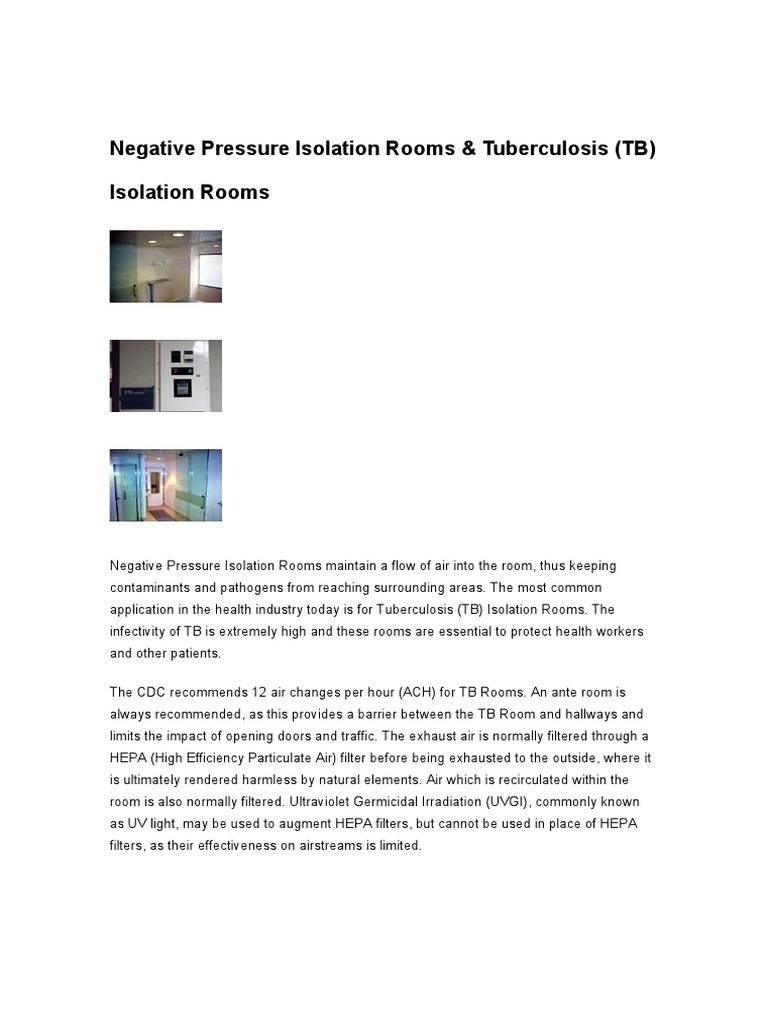 Negative Pressure Isolation Rooms | PDF
