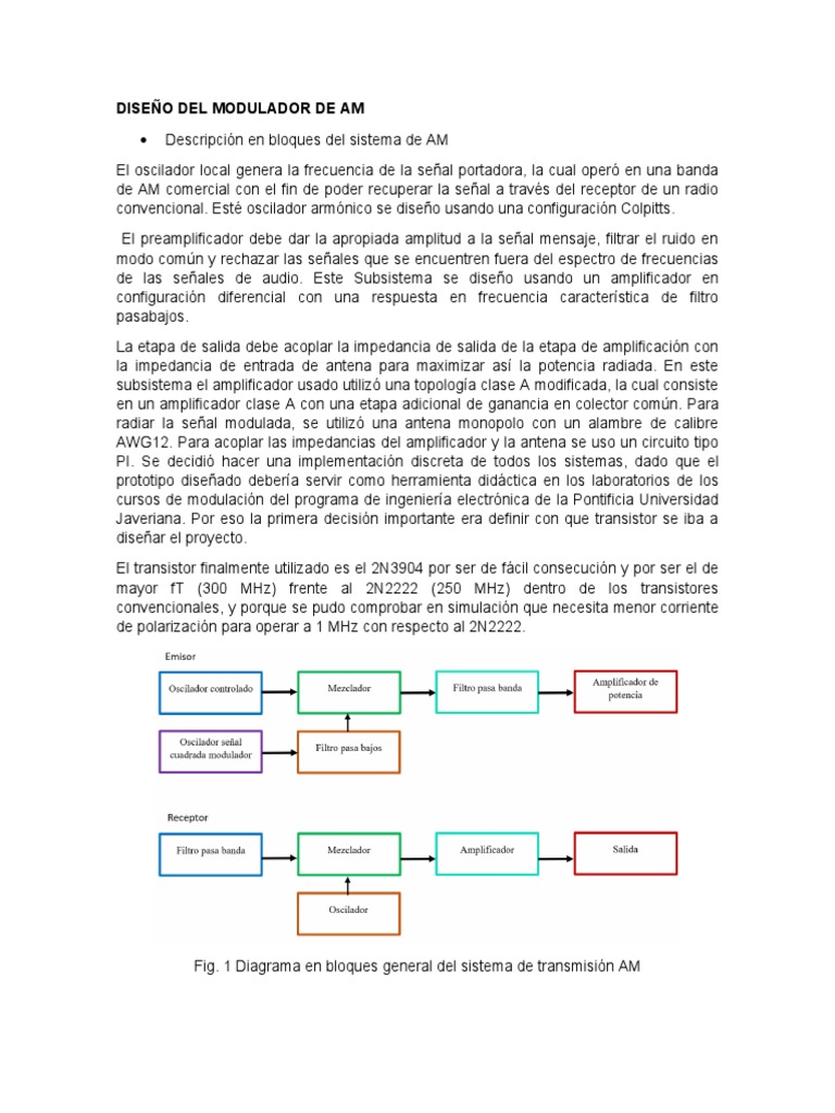 Diseño Del Modulador de Am | PDF | Amplificador | Filtro electronico