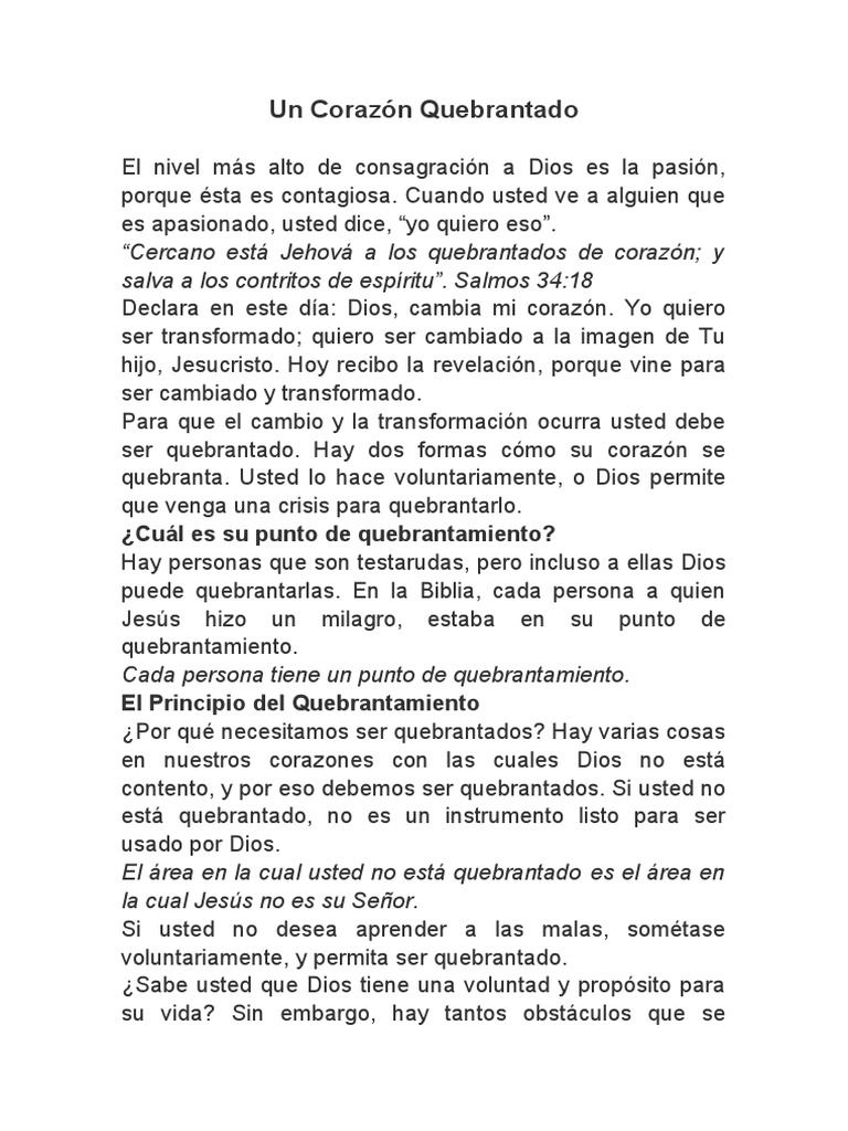 Un Corazón Quebrantado | PDF | Oración | Jesús