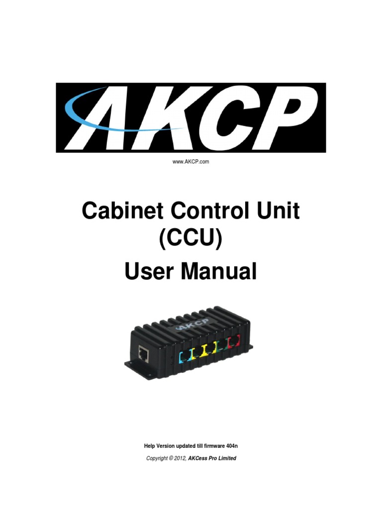 Cabinet Control Unit (CCU) User Manual: Help Version Updated Till ...