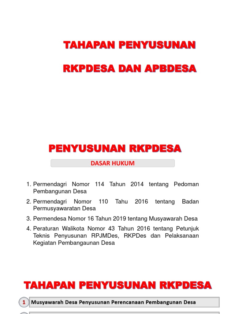 Tahapan Penyusunan RKPDEs Dan APBDes | PDF