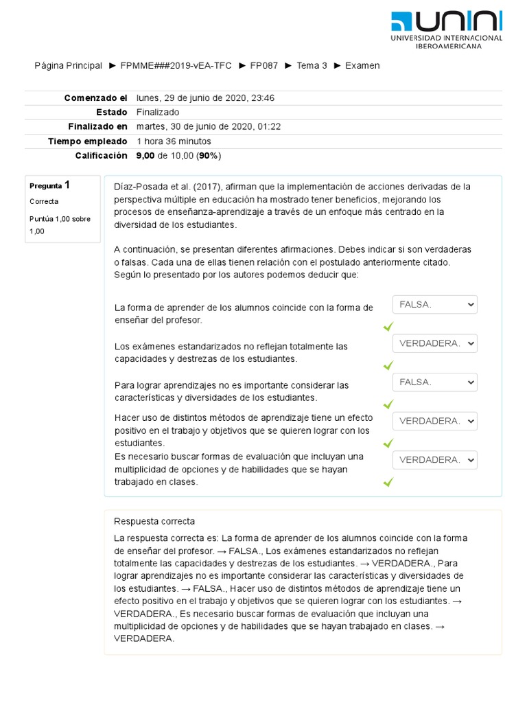 Examen Asig 3 | Descargar gratis PDF | Aprendizaje | Prueba (evaluación)