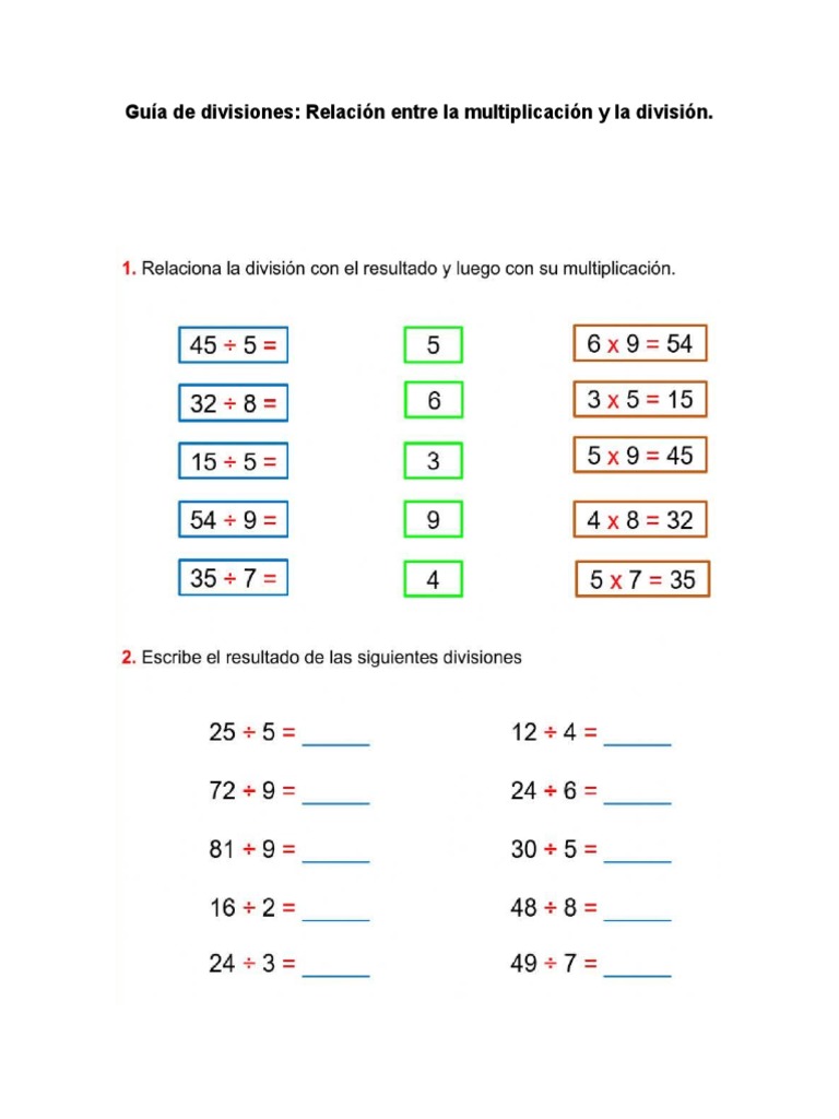 Guía Divisiones 4to Básico | PDF