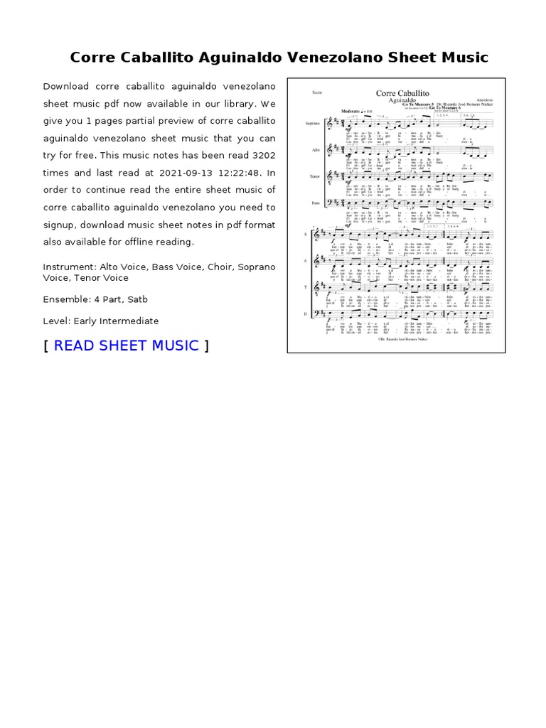 Corre Caballito Aguinaldo Venezolano Sheet Music | PDF | Performing Arts | Musical Compositions