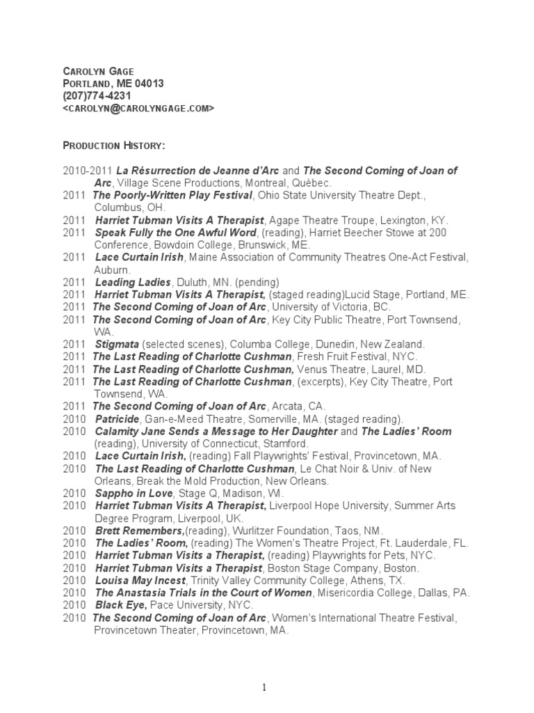 Gage Production History | PDF