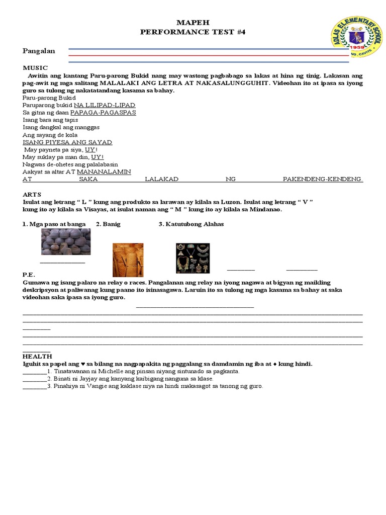 Q3 Mapeh Performance Task 4 | PDF