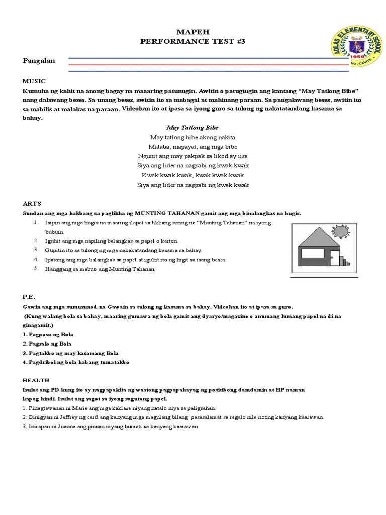 Q3 Mapeh Performance Task 3 | PDF