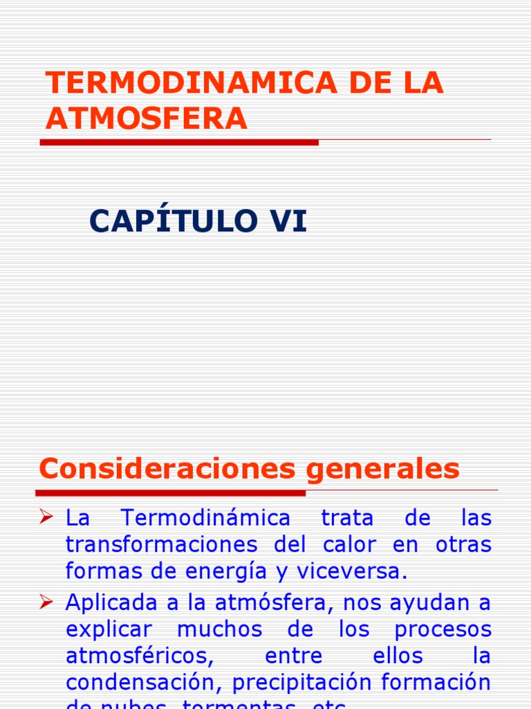 Capitulo VI - Termodinamica de La Atmosfera | PDF | Termodinámica | Temperatura