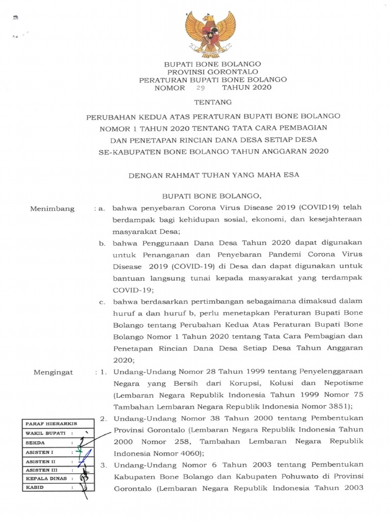 Perbup Nomor 29 Tahun 2020 | PDF
