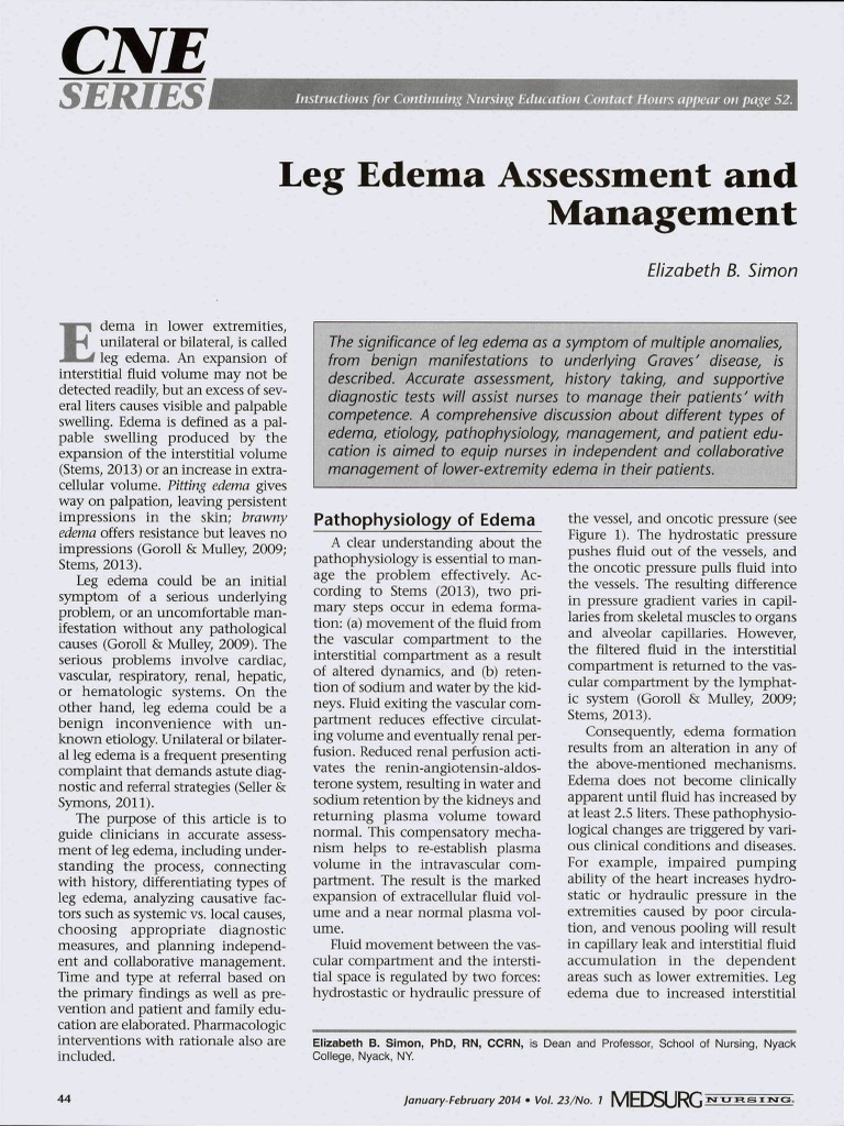 Leg Edema Assessment and Management | PDF | Edema | Vein