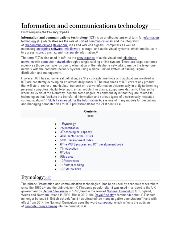 Information and Communications Technology | PDF | Information And ...