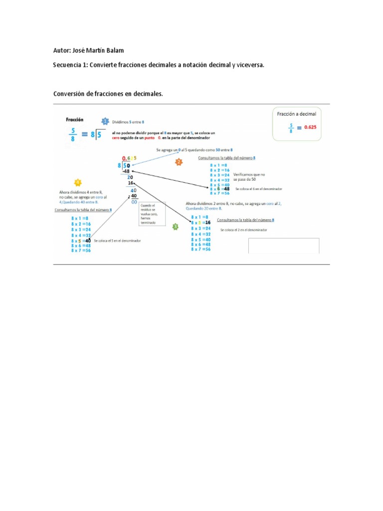 Conversion de Fracciones A Decimales | PDF