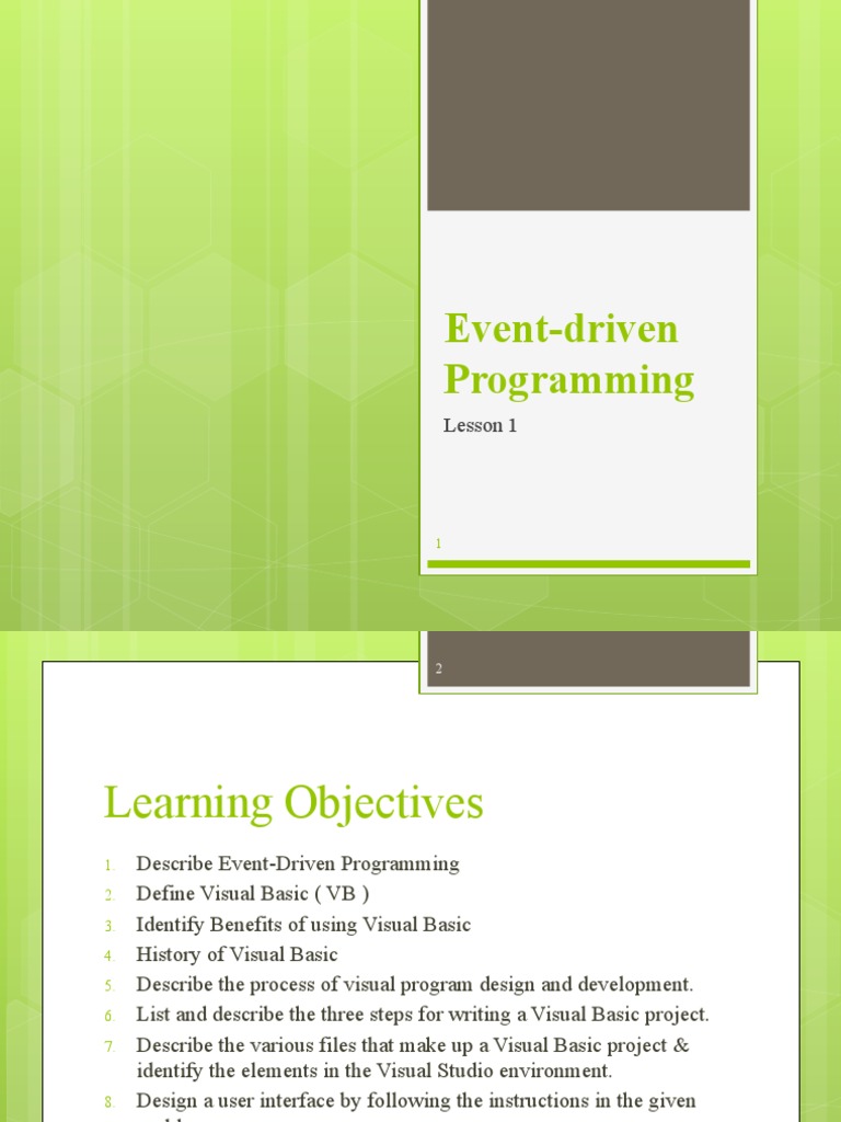 LESSON 1 - Event-Driven Programming | PDF | Computer Programming | Graphical User Interfaces