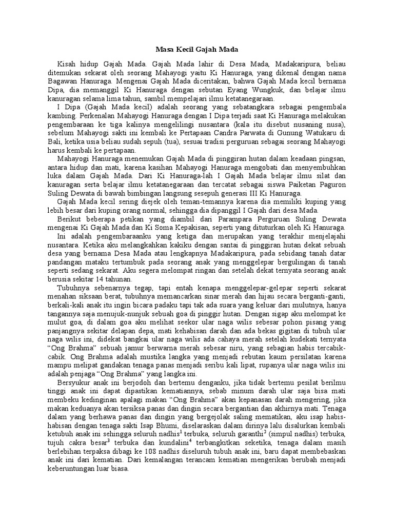 Masa Kecil Gajah Mada | PDF