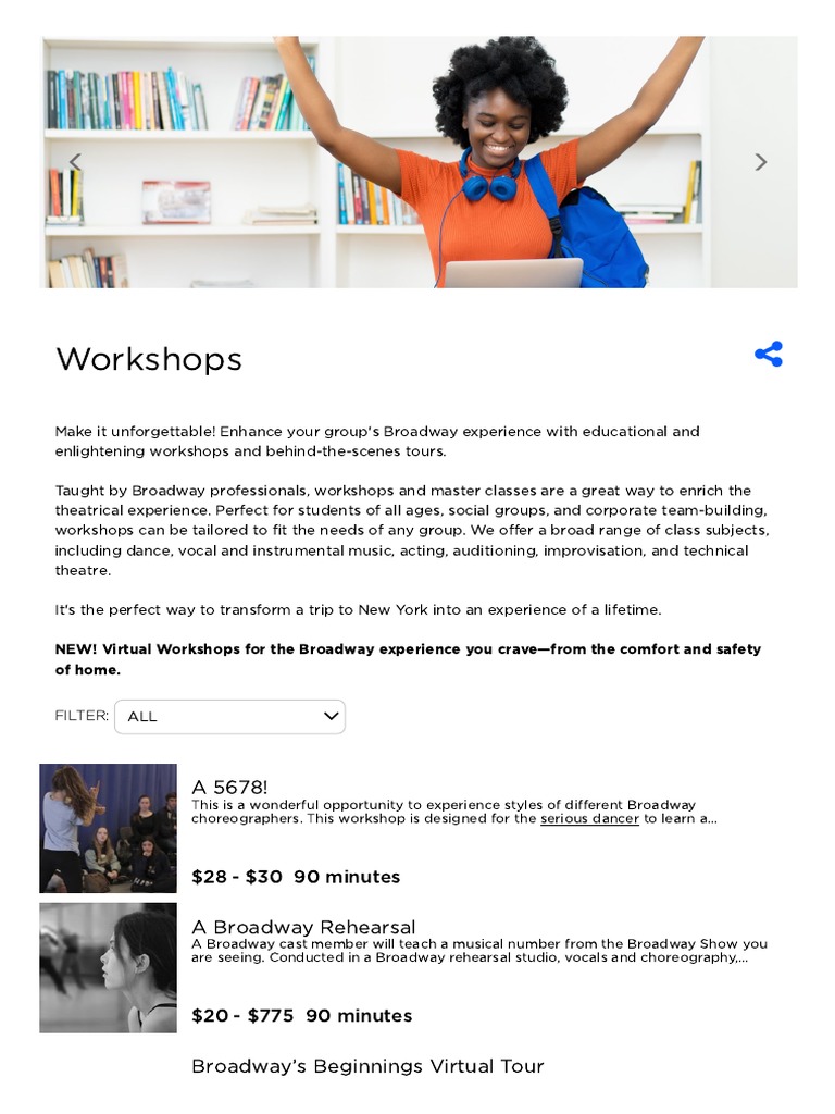 Broadway Workshops for Groups | PDF | Broadway Theatre | Theatre