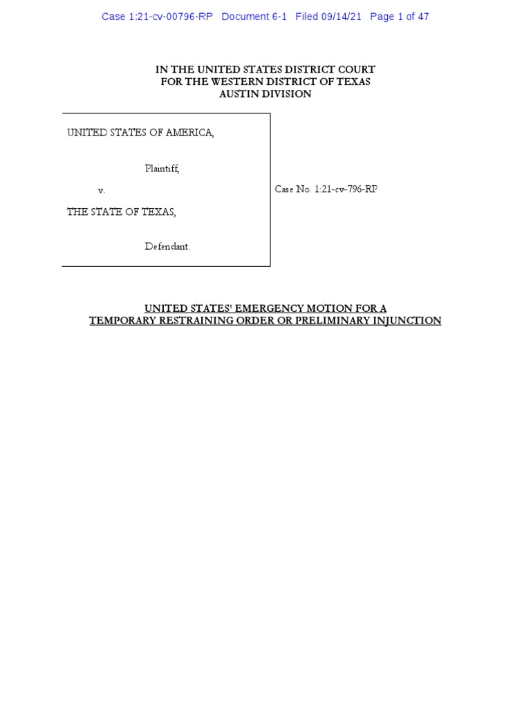 6 - TRO-PI (Motion) | Download Free PDF | Lawsuit | Injunction