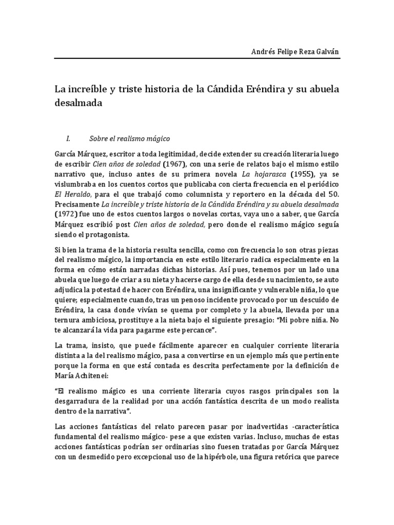 Análisis Cándida Eréndira | PDF | Gabriel García Márquez | Realismo ...