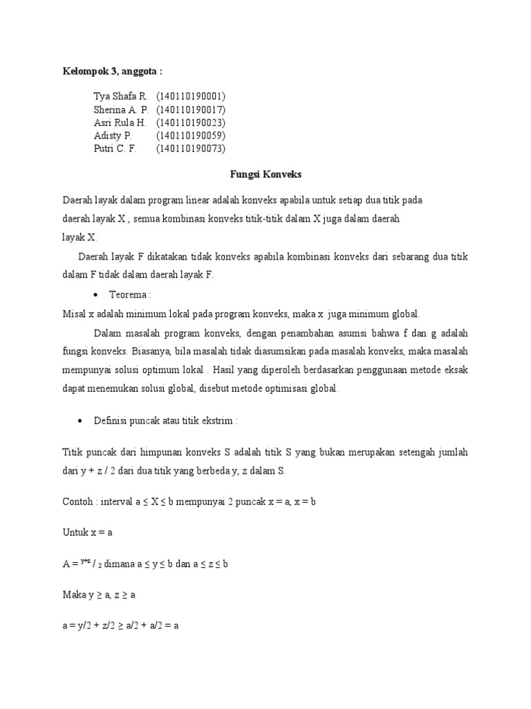 Himpunan Konveks dalam Pemrograman Linear | PDF | Metode & Bahan Ajar