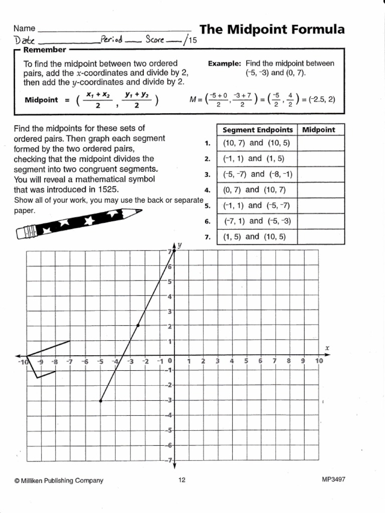The Midpoint Formula Worksheet | PDF