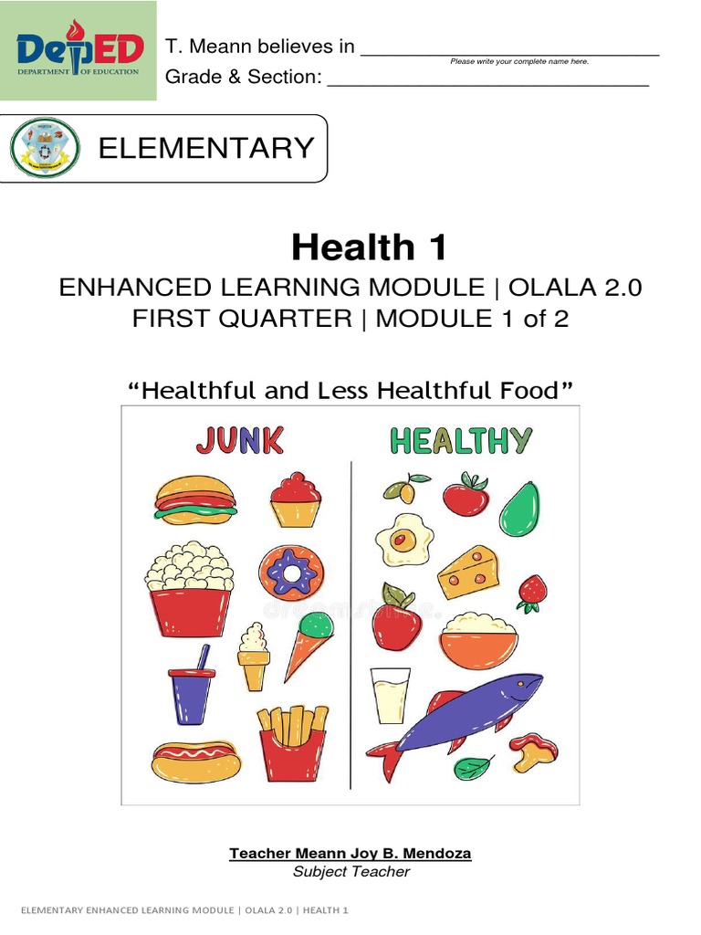Grade 1 Health Module | PDF | Foods | Learning