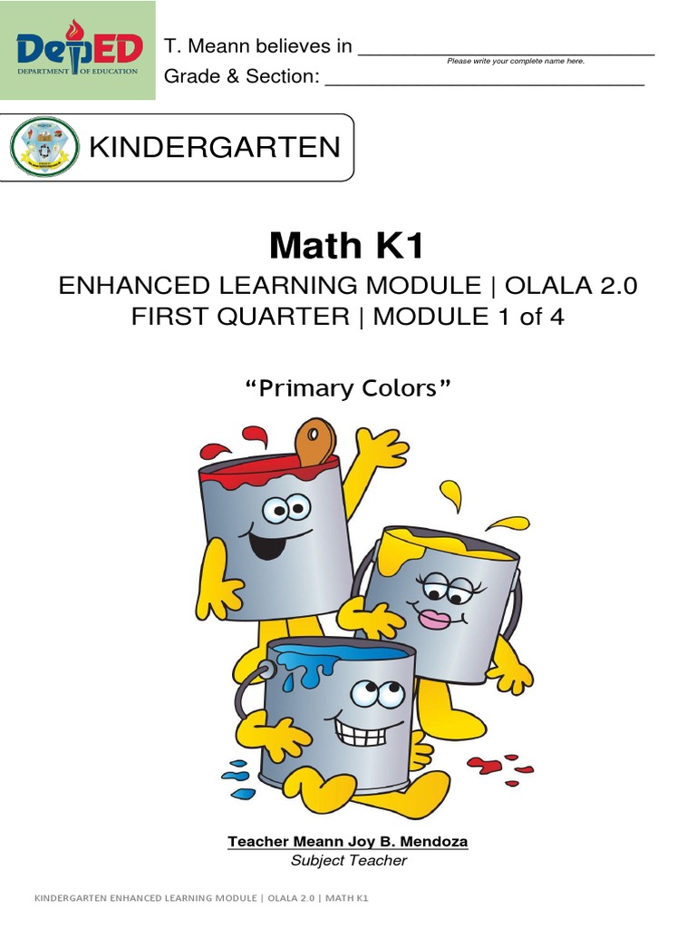 Kindergarten Math Module | PDF | Learning | Critical Thinking