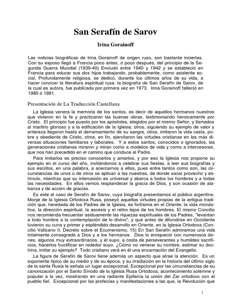San Serafín de Sarov | PDF | Oración | Santo