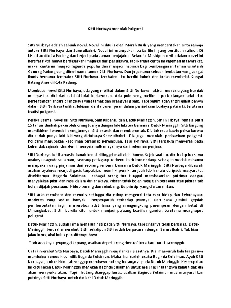 Penolakan Sitti Nurbaya terhadap Poligami | PDF | Ilmu Sosial | Fiksi Umum