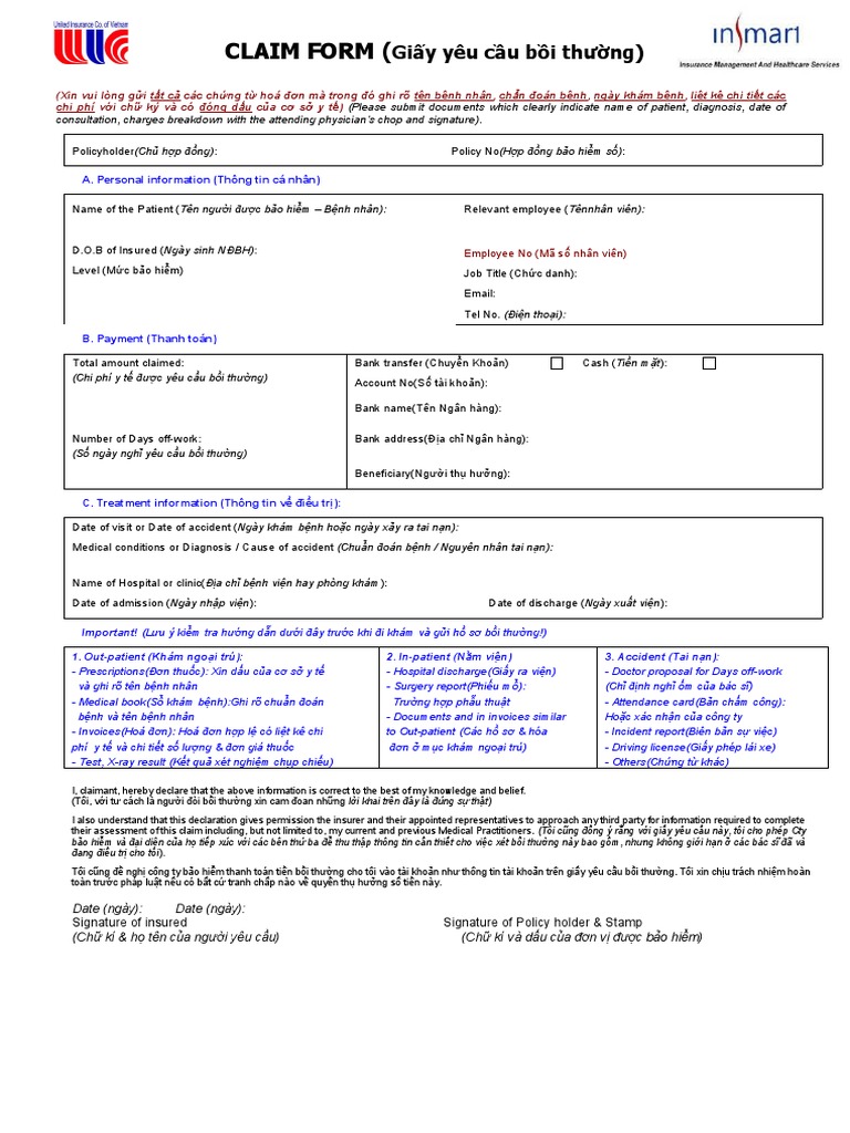 CLAIM FORM Insmart - UIC | PDF