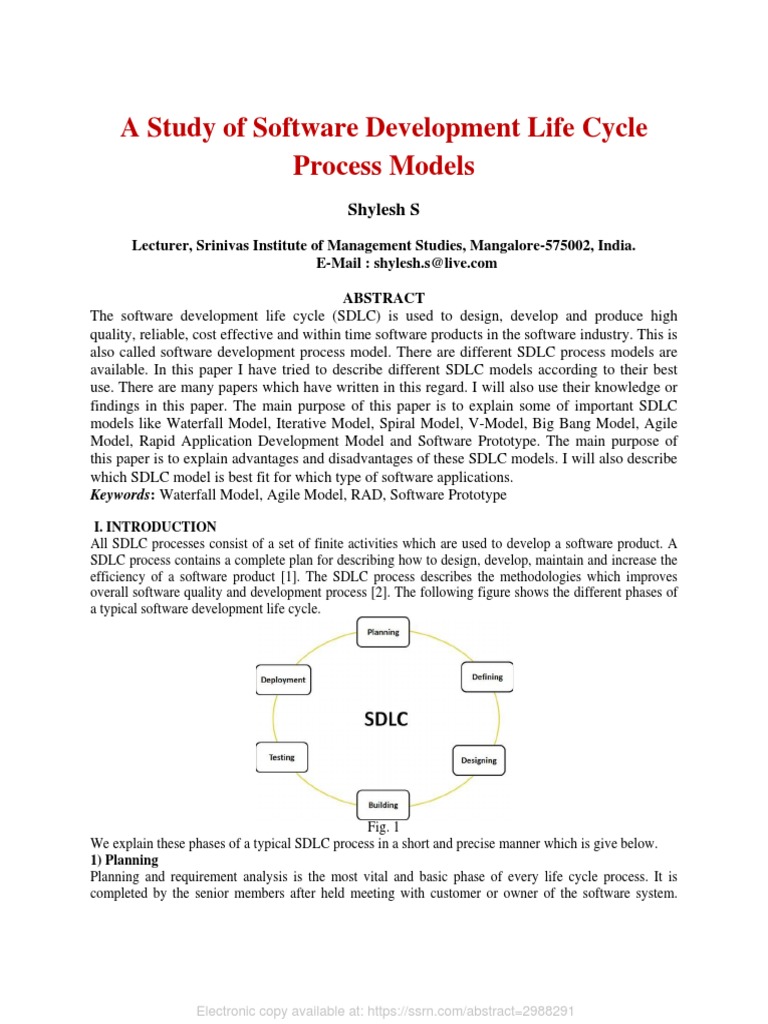 A Study of Software Development Life Cycle Process Models | PDF ...