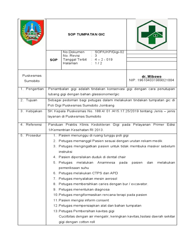 2.sop Tumpatan Gic | PDF | Kesehatan Holistik | Sains & Matematika