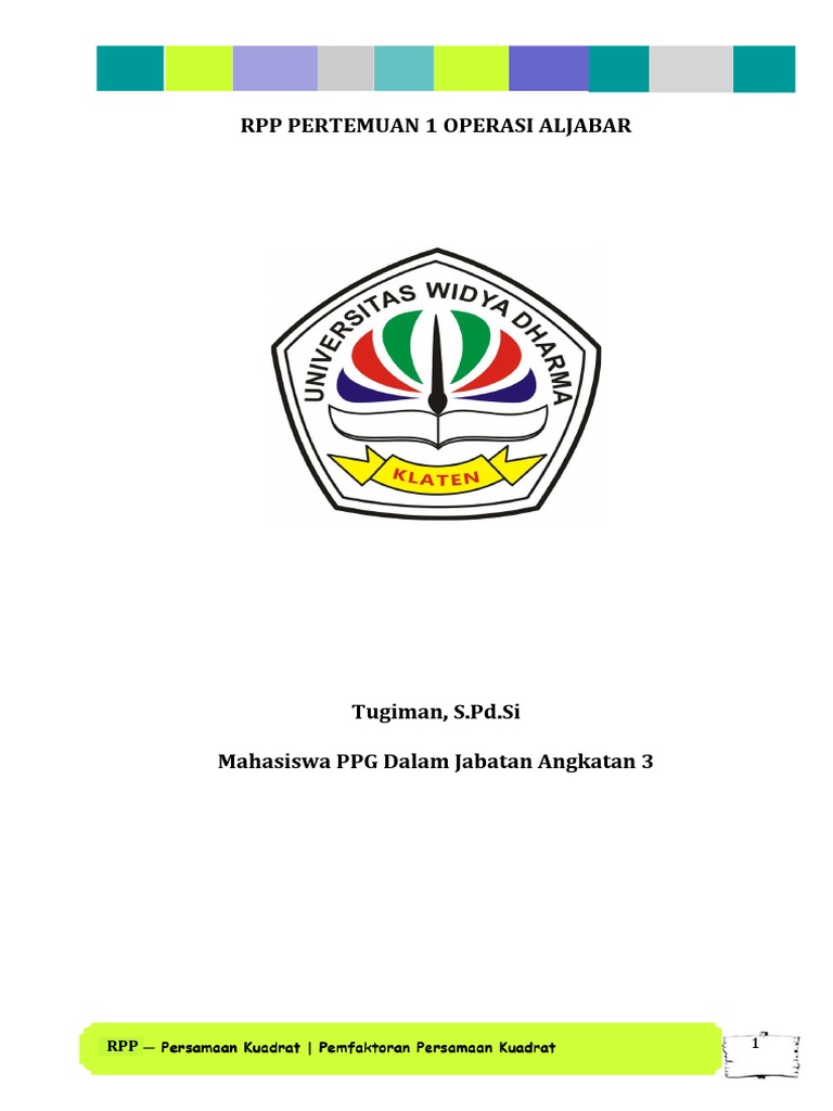 RPP Kelas VII Aljabar | PDF | Karier & Perkembangan