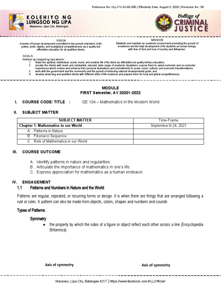 Ge104 Chapter1 Module | PDF | Mathematics | Fracture