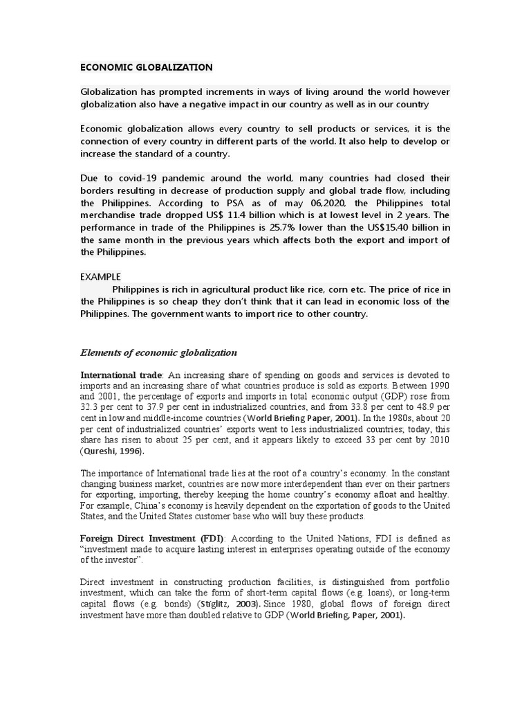 Elements of Economic Globalization | PDF | Economic Growth | Globalization