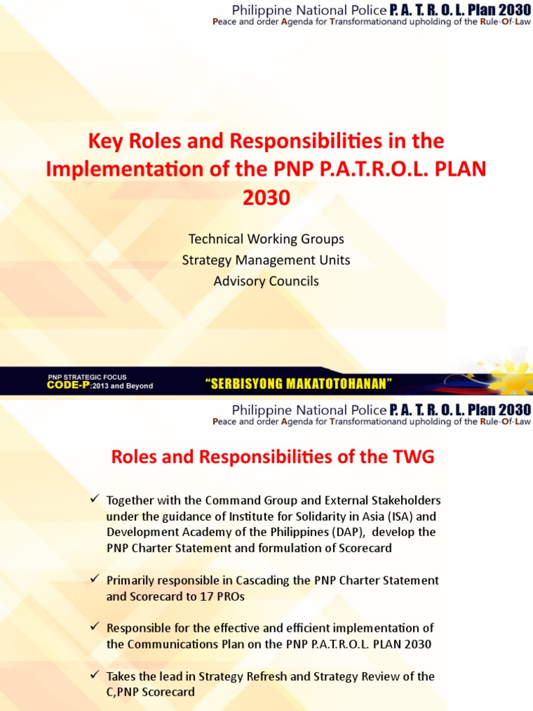 Key Roles and Responsibilities in The Implementation of The PNP P.A.T.R ...