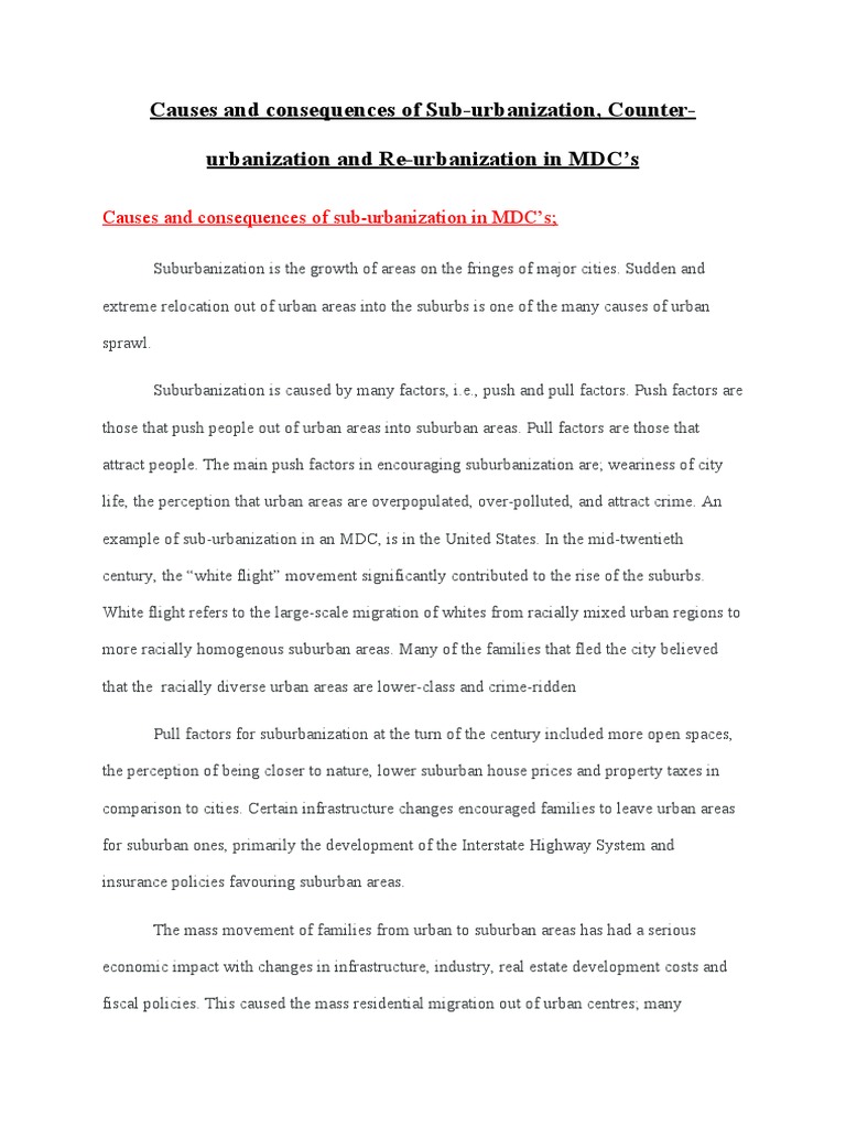 Causes and Consequences of Suburbanization Presentation | PDF | Urban ...