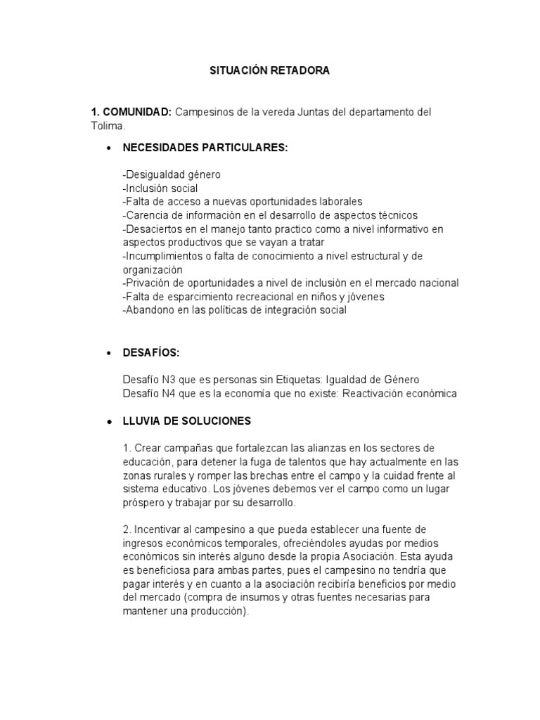 Situación Retadora Archivo Original | PDF | Iniciativa empresarial ...