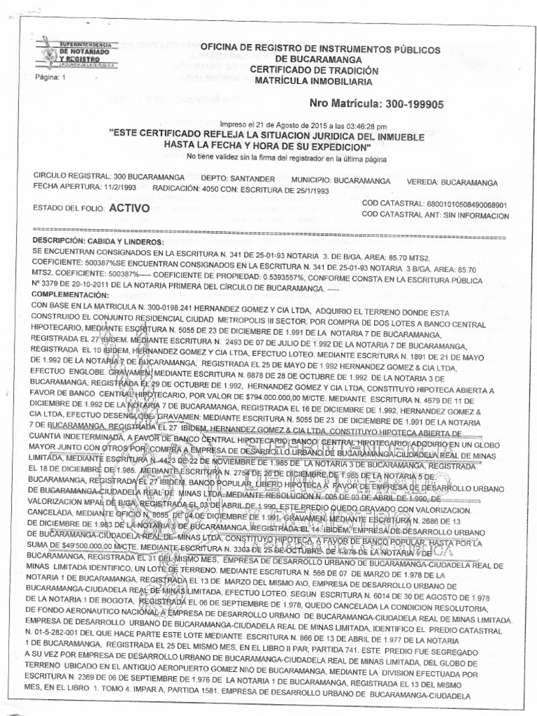 Certificado De Libertad Y Tradición Pdf