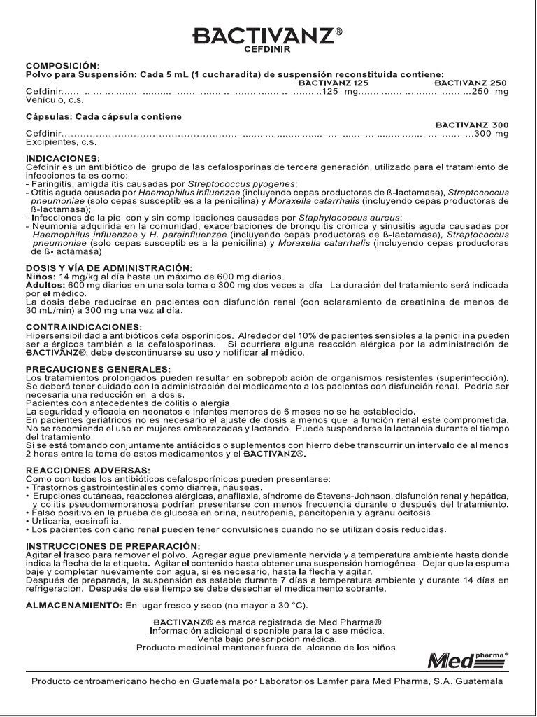 Bactivanz Suspension y Capsulas | PDF