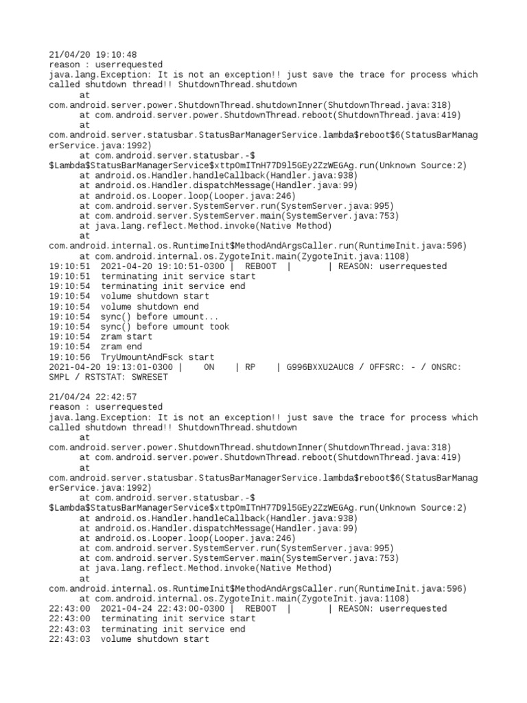 Power Off Reset Reason | PDF | Java (Programming Language) | Object Oriented Programming