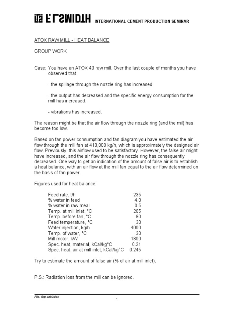 Atox Raw Mill | PDF | Water | Heat