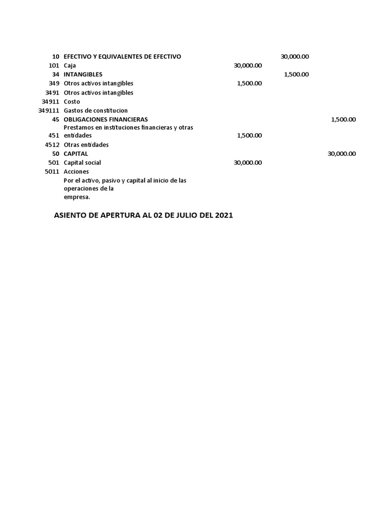 Asiento de Apertura | PDF