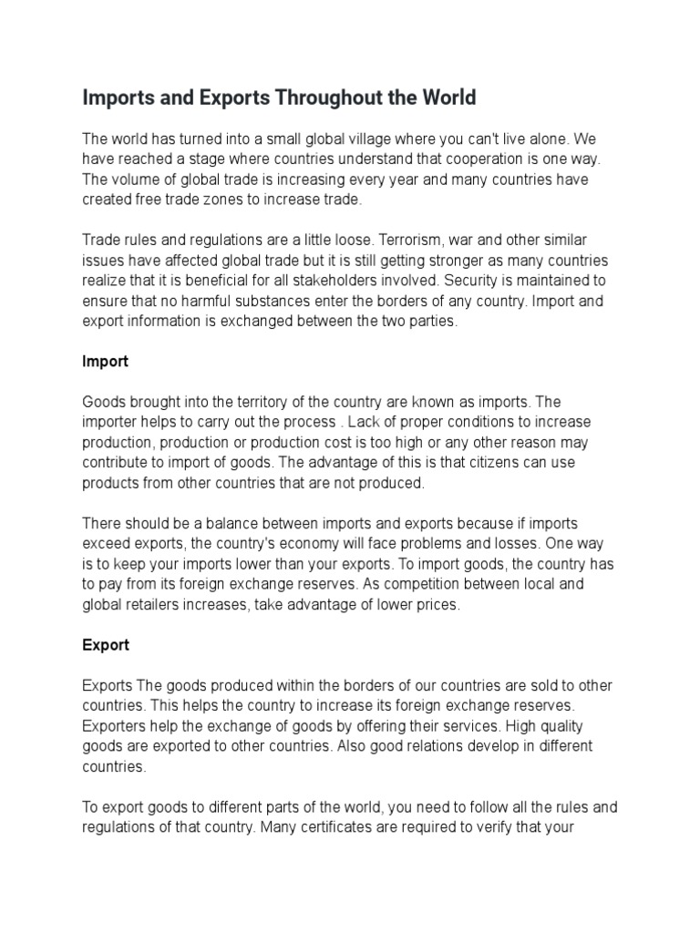 Imports and Exports Throughout The World | PDF | Trade | Exports